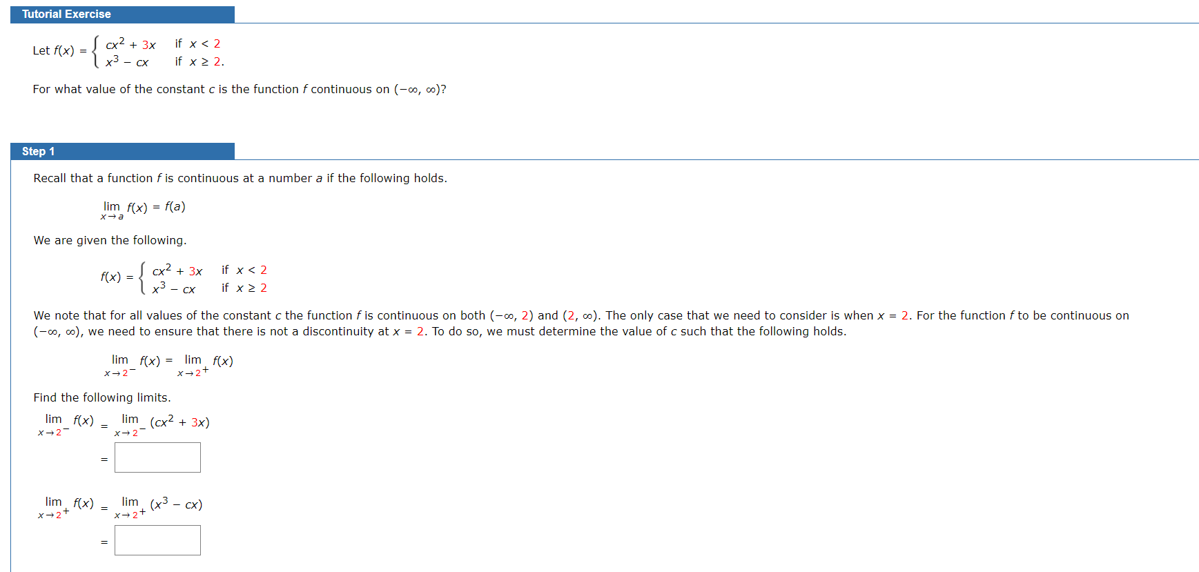 Solved Let f(x)={cx2+3xx3−cx if x