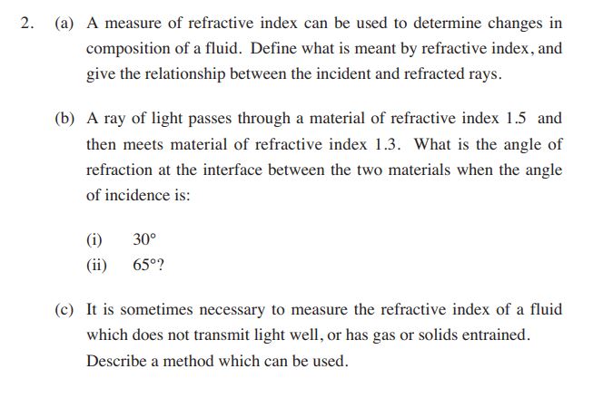 Solved (a) ﻿A measure of refractive index can be used to | Chegg.com