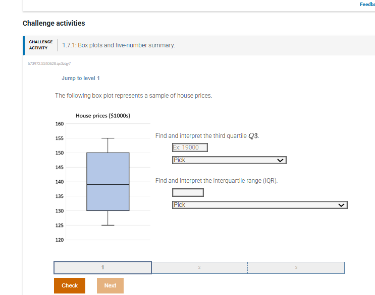 Solved CHALLENGE ACTIVITY 1.7.1: Box plots and five-number | Chegg.com
