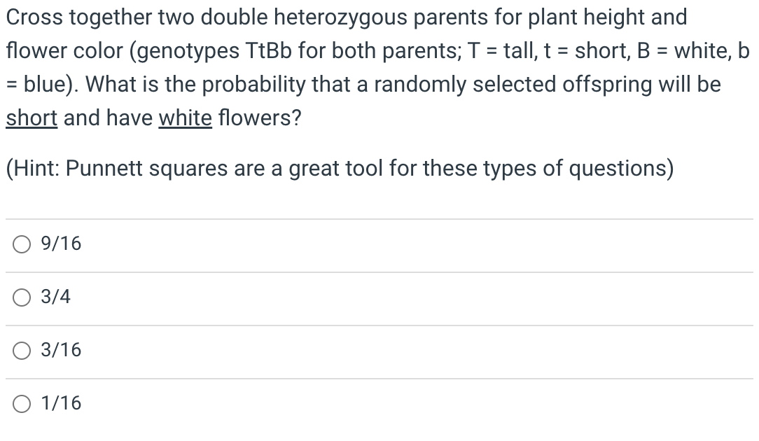 Solved Cross together two double heterozygous parents for | Chegg.com
