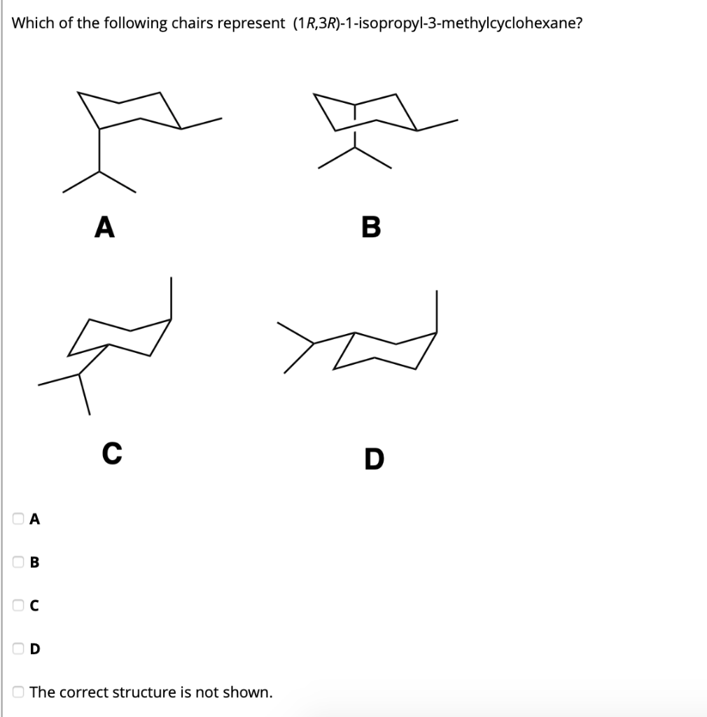Solved Which of the following chairs represent | Chegg.com