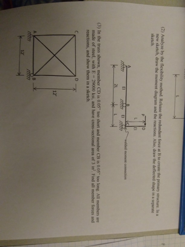 (2) Analyze by the flexibility method. Release the | Chegg.com