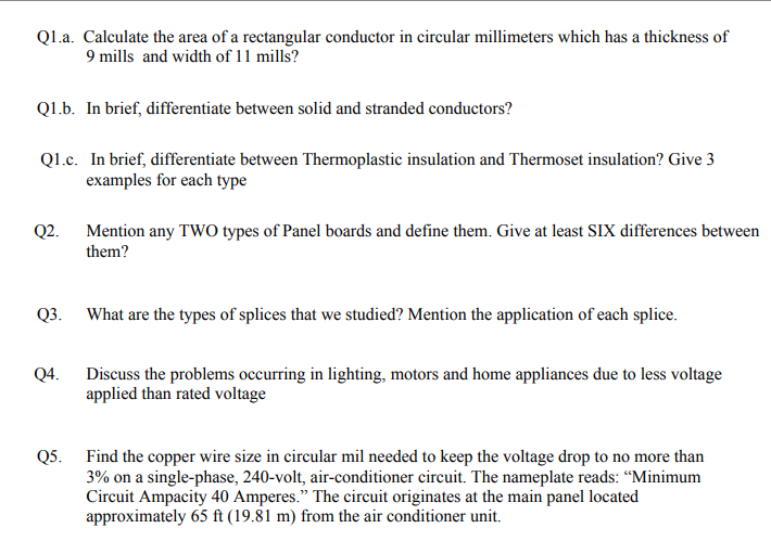Solved Q1.a. Calculate the area of a rectangular conductor | Chegg.com