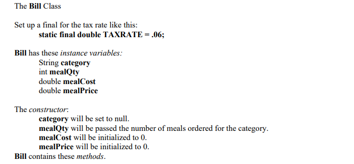Solved Write a program for a Buffet to display the bill for | Chegg.com