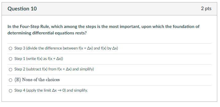Solved Question 10 2 pts In the Four-Step Rule, which among | Chegg.com