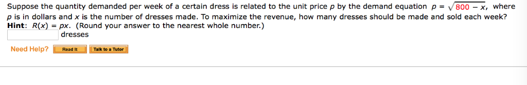 Solved Suppose the quantity demanded per week of a certain | Chegg.com