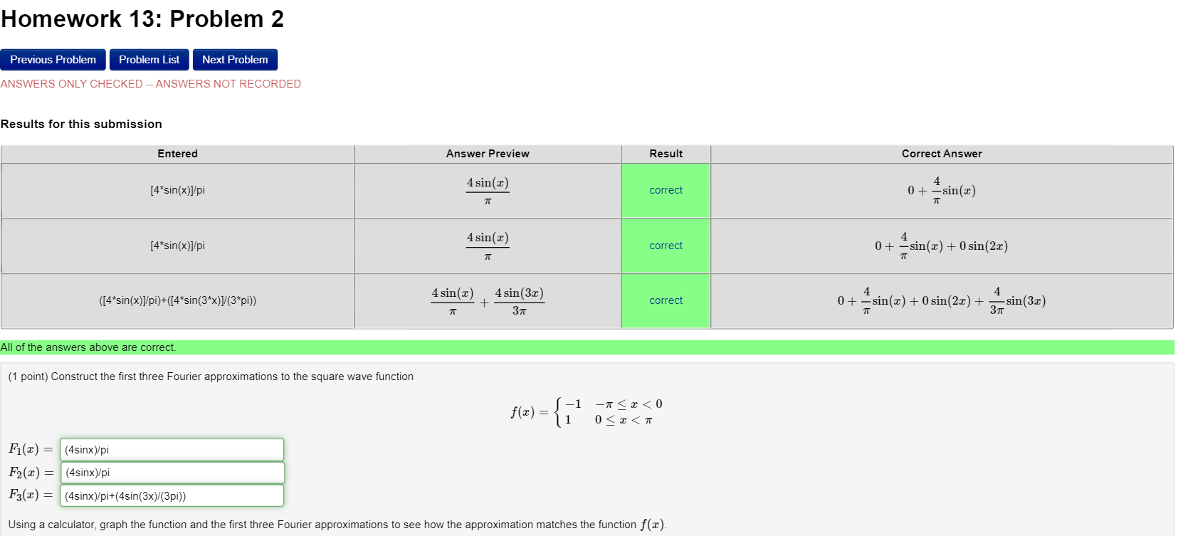 Solved Homework 13 Problem 2 Previous Problem Problem List 0090