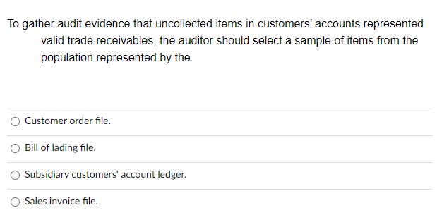Solved To gather audit evidence that uncollected items in | Chegg.com