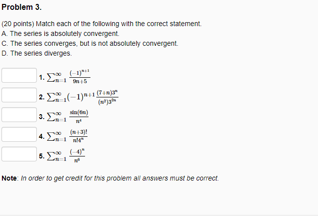Solved Problem 3. (20 points) Match each of the following | Chegg.com