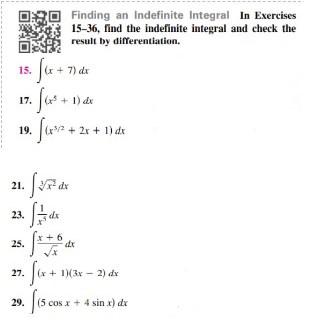 Solved Finding an indefinite Integral in Exercises 15-36, | Chegg.com