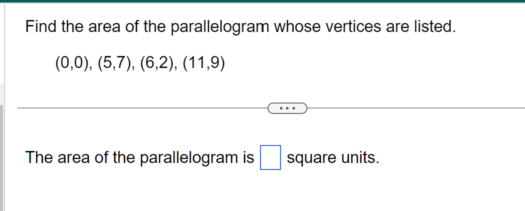 Solved Find the area of the parallelogram whose vertices are | Chegg.com