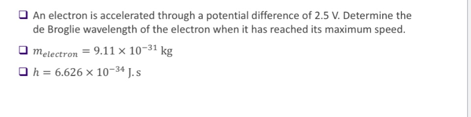 Solved An Electron Is Accelerated Through A Potential