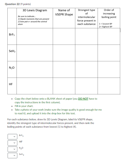 Solved Ouestion 22 (9 points) - Copy the chart below onto a | Chegg.com Solved Ouestion 22 (9 points) - Copy the chart below onto a | Chegg.com