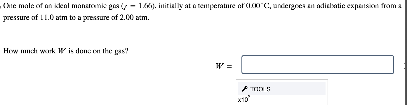 Solved One mole of an ideal monatomic gas (γ=1.66), | Chegg.com