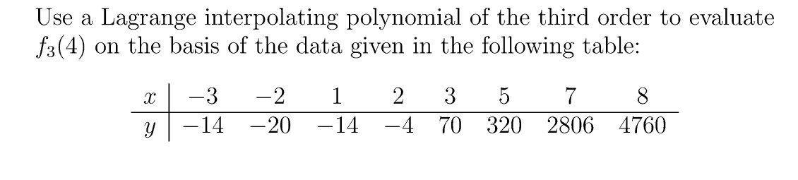 Solved Use a Lagrange interpolating polynomial of the third | Chegg.com