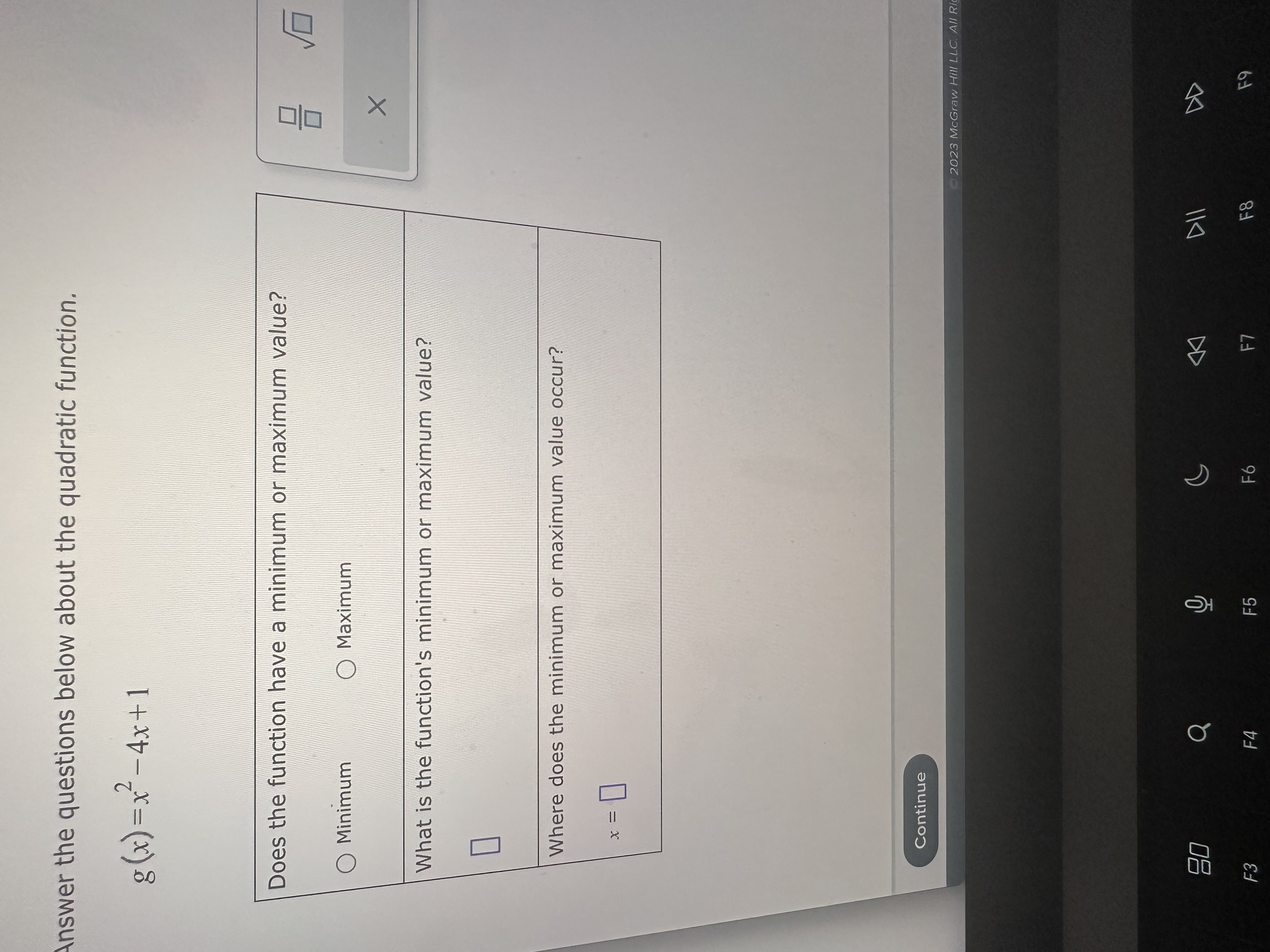 Solved nswer the questions below about the quadratic | Chegg.com