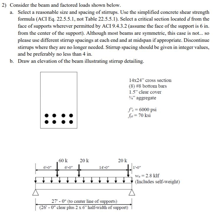Solved 2) Consider the beam and factored loads shown below. | Chegg.com