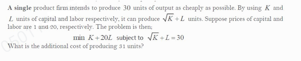 Solved A single product firm intends to produce 30 units of | Chegg.com