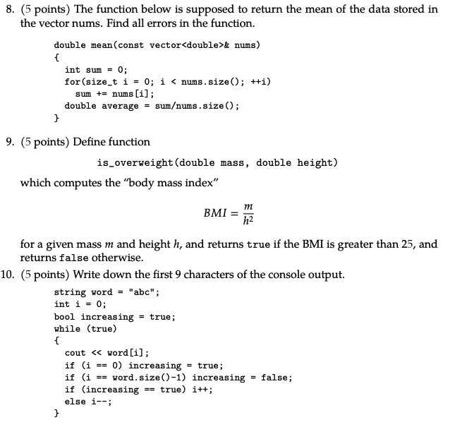 Solved 8. (5 points) The function below is supposed to | Chegg.com