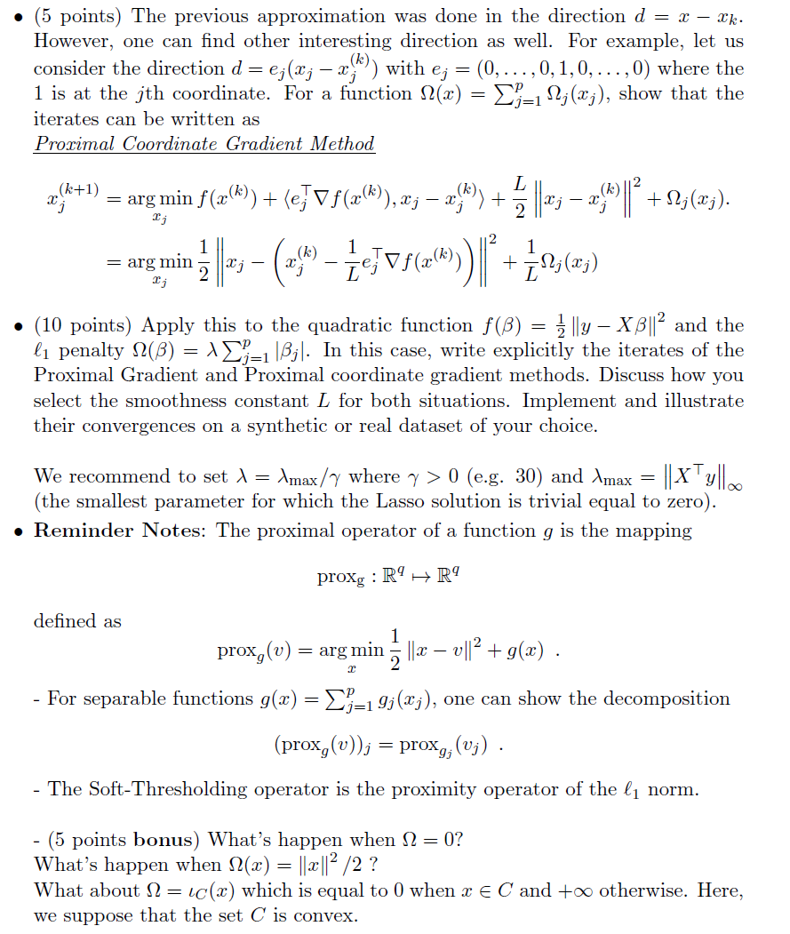 Solved Iterative algorithm for Lasso. (20 points) We want to | Chegg.com