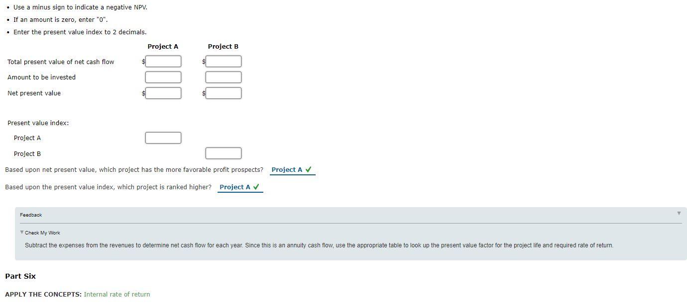 Solved Part Two Net Present Value Method Net present value | Chegg.com