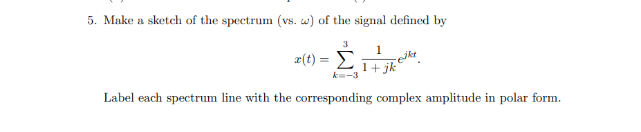 Solved 5. Make a sketch of the spectrum (vs. ω ) of the | Chegg.com