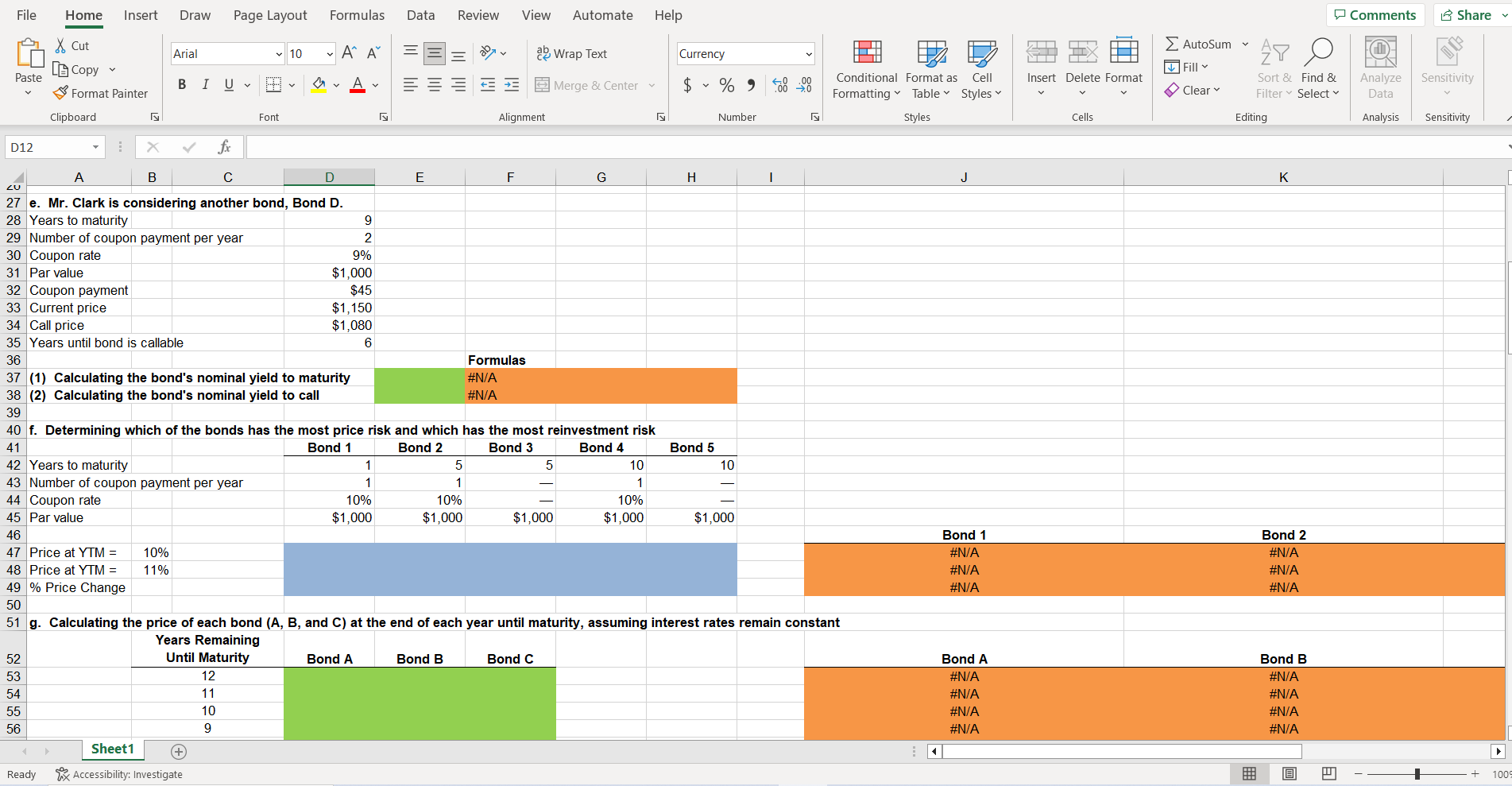 Excel Activity: Bond Valuation Clifford Clark is a | Chegg.com