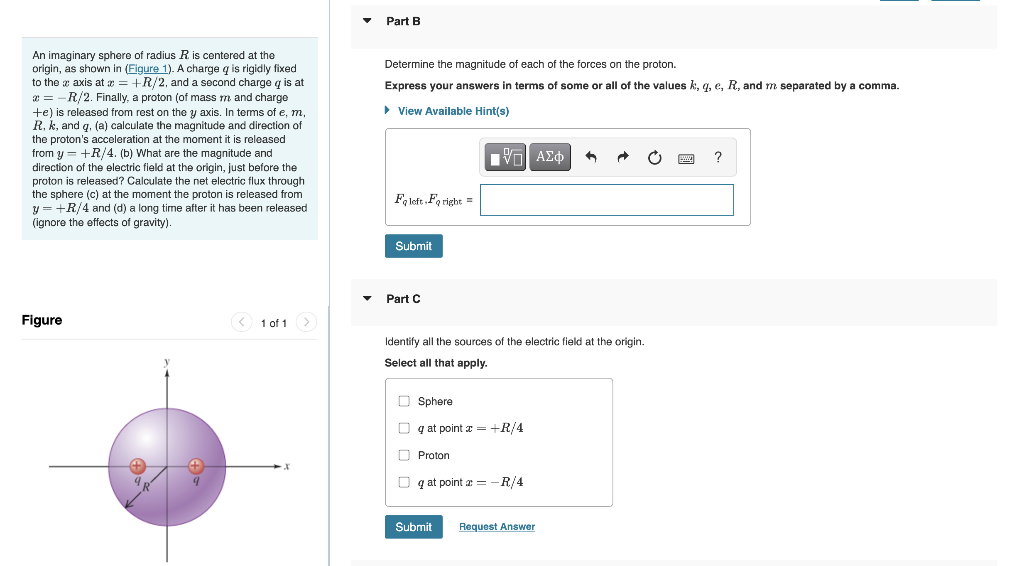 Solved An imaginary sphere of radius R is centered at the | Chegg.com