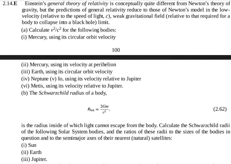 Solved 2.14.E Einstein's general theory of relativity is | Chegg.com