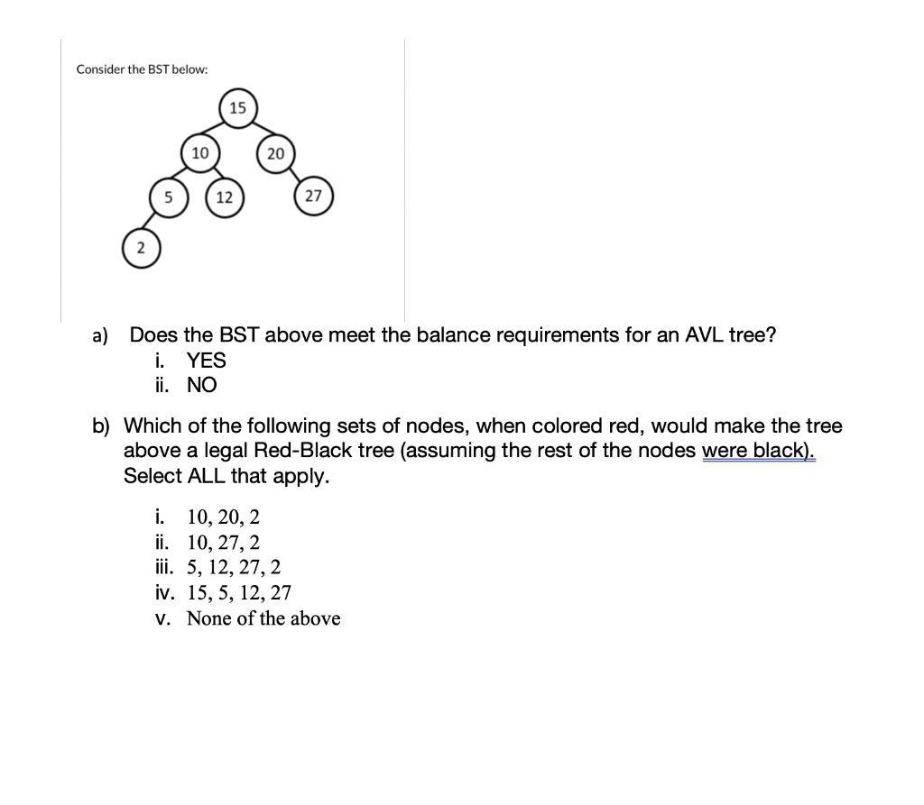 Solved Consider the BST below: a) Does the BST above meet | Chegg.com