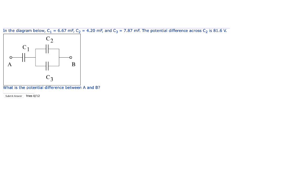 Solved In the diagram below, C1=6.67mF,C2=4.20mF, and | Chegg.com