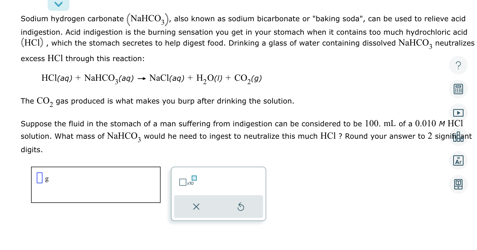 Solved Sodium hydrogen carbonate (NaHCO3), also known as | Chegg.com
