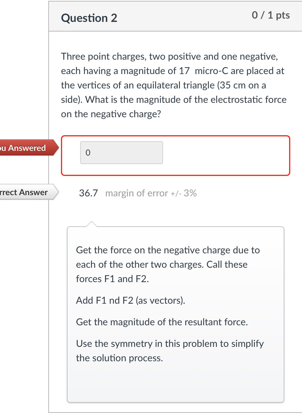 Solved Three point charges, two positive and one negative, | Chegg.com