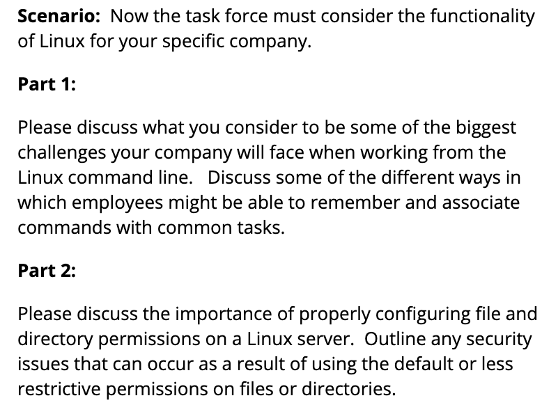 Solved Scenario: Now the task force must consider the | Chegg.com