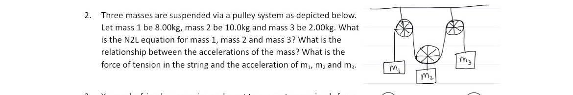 Solved Three pulley physics question (Tension is the same | Chegg.com