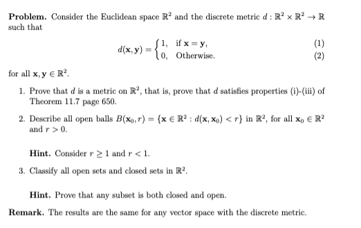 Solved Problem. Consider the Euclidean space R’ and the | Chegg.com