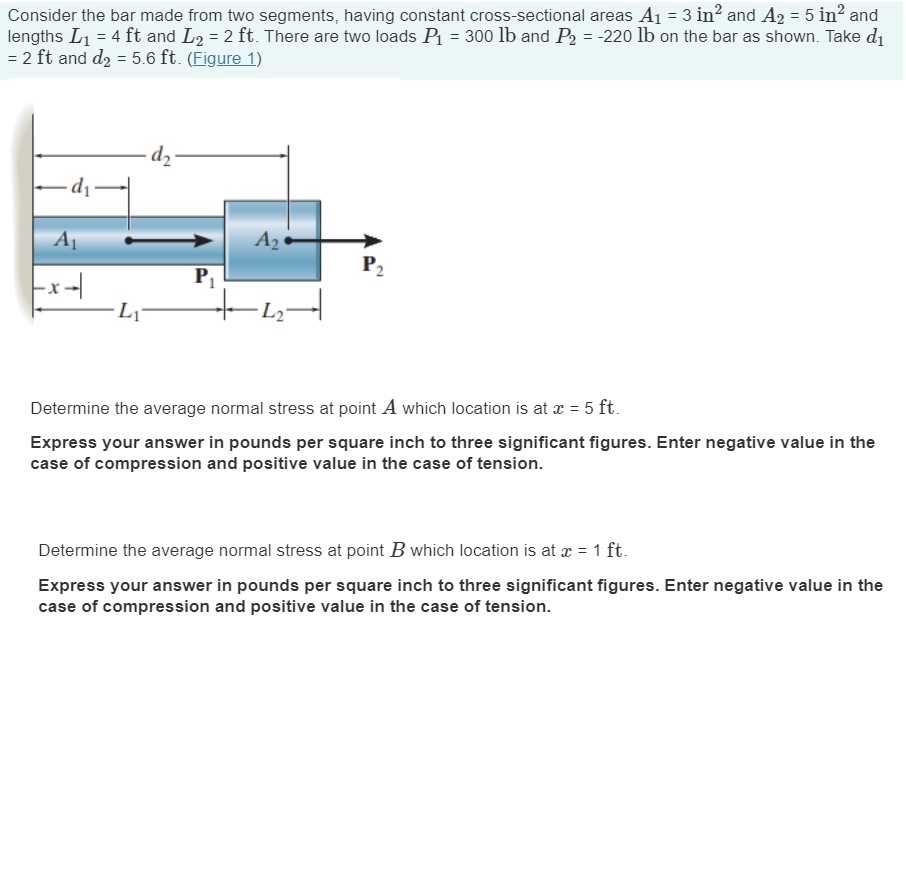 Solved Consider the bar made from two segments, having | Chegg.com