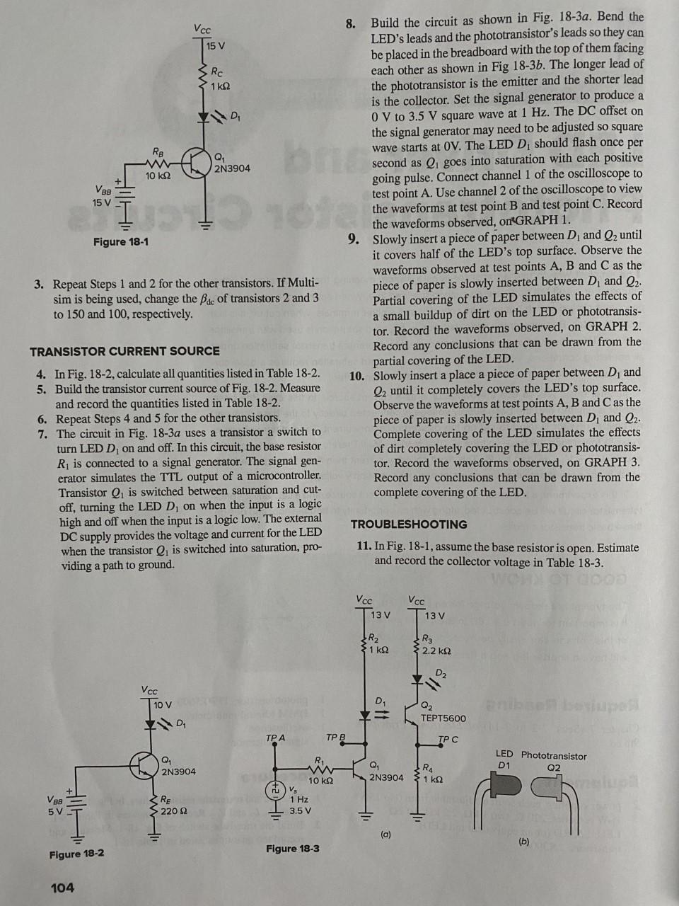 Solved Experiment 18 LED Driver and Phototransistor Circuits | Chegg.com