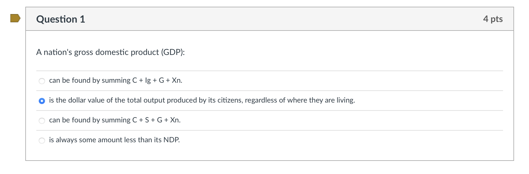 Solved Question 1 4 pts A nation's gross domestic product | Chegg.com Solved Question 1 4 pts A nation's gross domestic product | Chegg.com