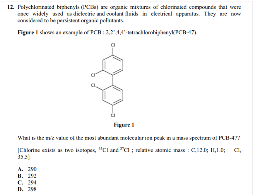 Solved 12. Polychlorinated biphenyls (PCBs) are organic | Chegg.com