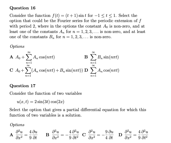 Solved Question 16 Consider the function f(t) = (t+1) sint | Chegg.com