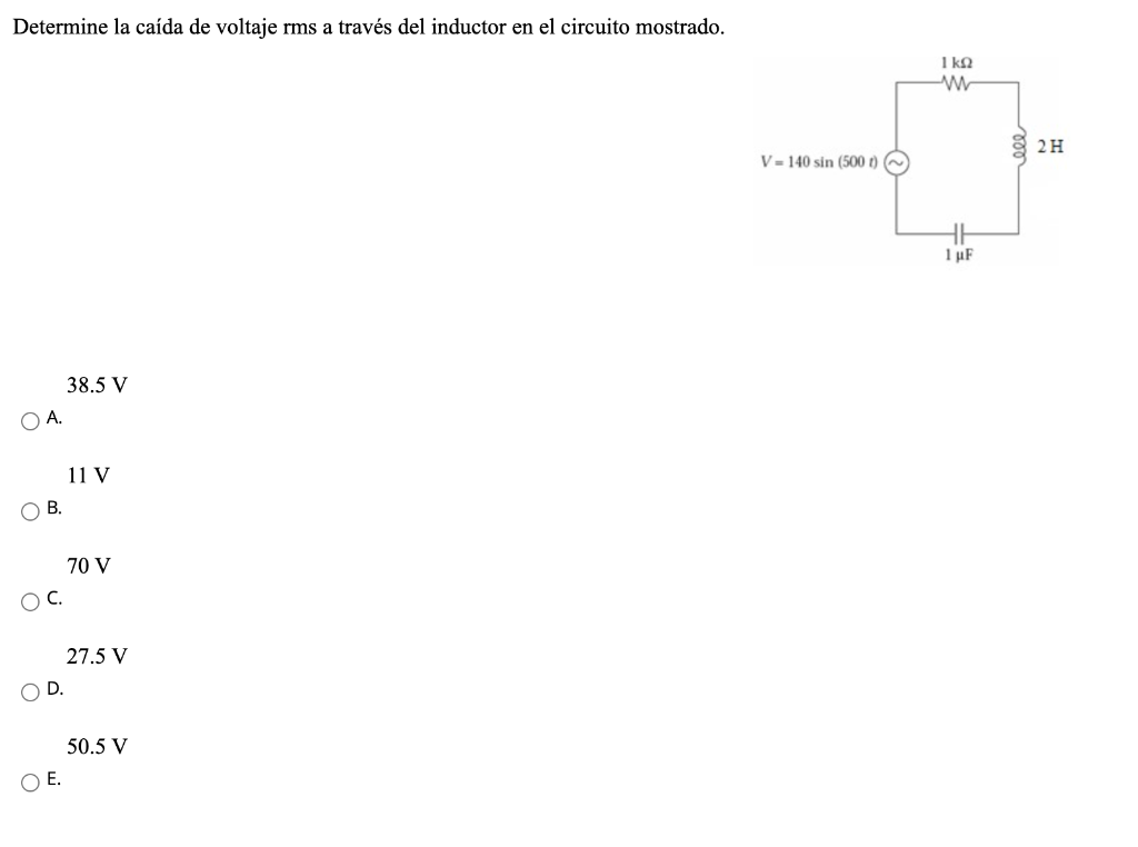 Solved Determine The Rms Voltage Drop Across The Inductor In