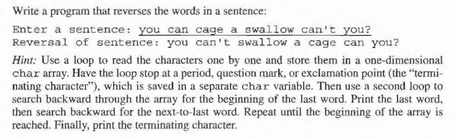 Solved Write A Program That Reverses The Words In A