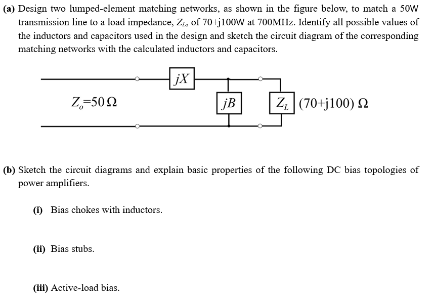 Solved (a) ﻿Design two lumped-element matching networks, as | Chegg.com