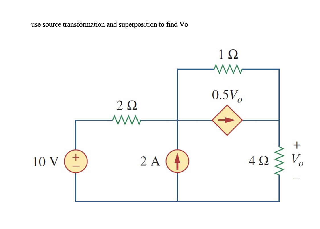 Solved use source transformation and superposition to find | Chegg.com