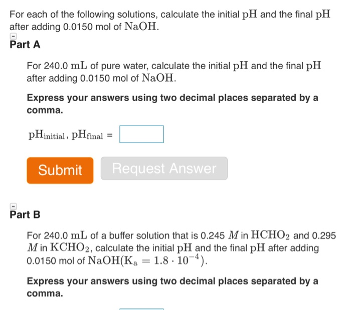 Solved For each of the following solutions, calculate the | Chegg.com