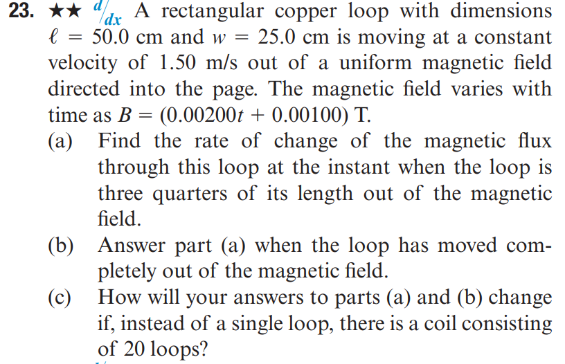 Solved 23. ** "dr A rectangular copper loop with dimensions | Chegg.com