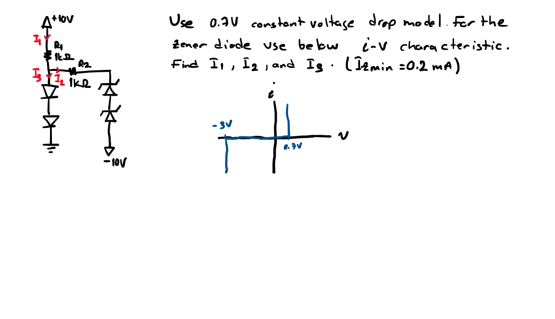 Use 0.7 V constant voltage drop model. Fer the zener | Chegg.com