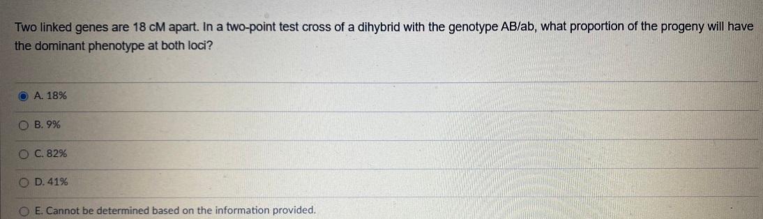 Solved Two linked genes are 18 CM apart. In a two-point test | Chegg.com
