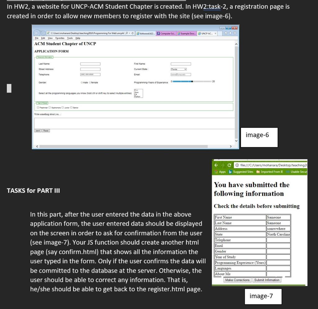 Solved In HW2, a website for UNCP-ACM Student Chapter is | Chegg.com